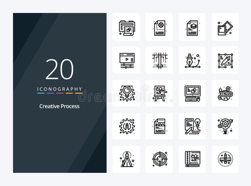 20 Creative Process Outline Icon for Presentation Stock Vector ...