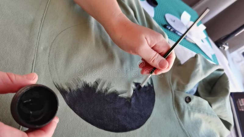 Creative Process of Painting on Fabric with Unique Brush Stroke ...