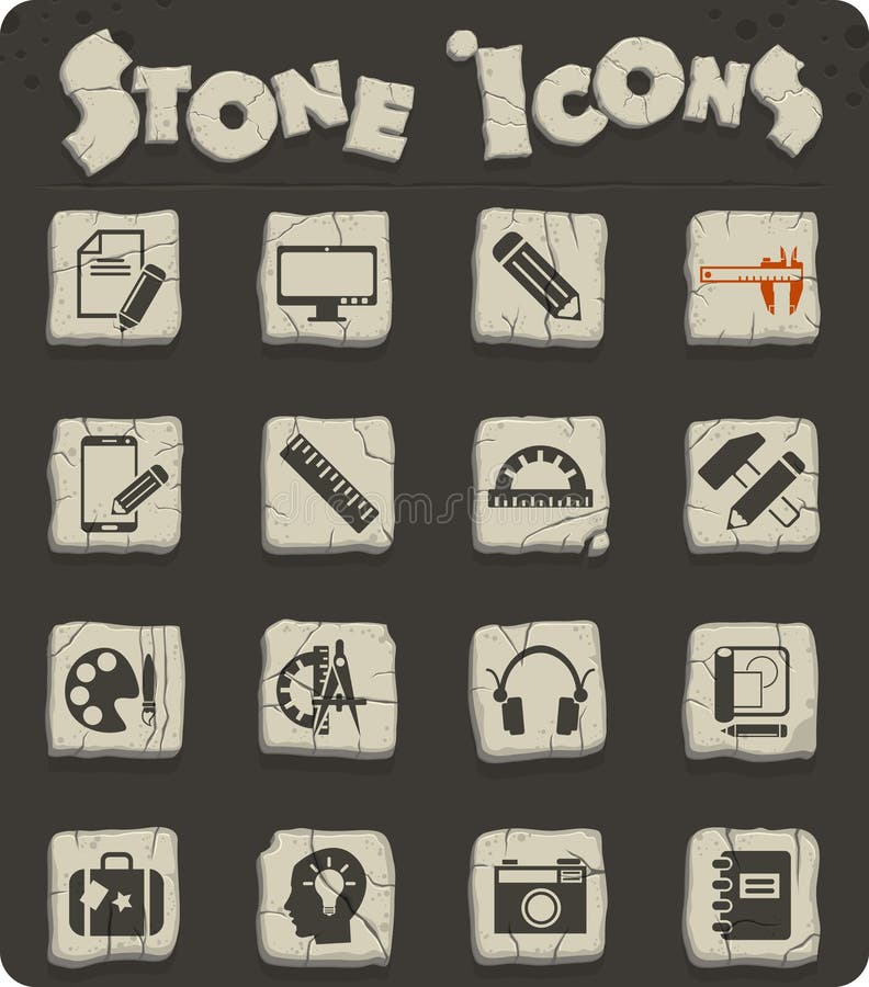 Creative Process Stone Icon Set Stock Vector - Illustration of creative ...