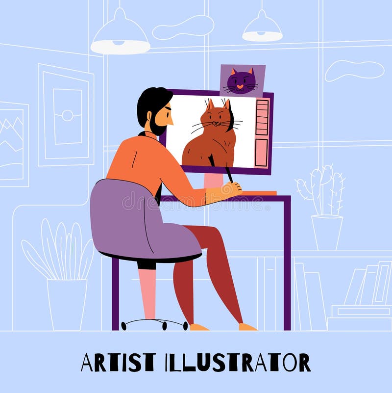 Creative Profession Artist Designer Illustrator Composition Stock ...
