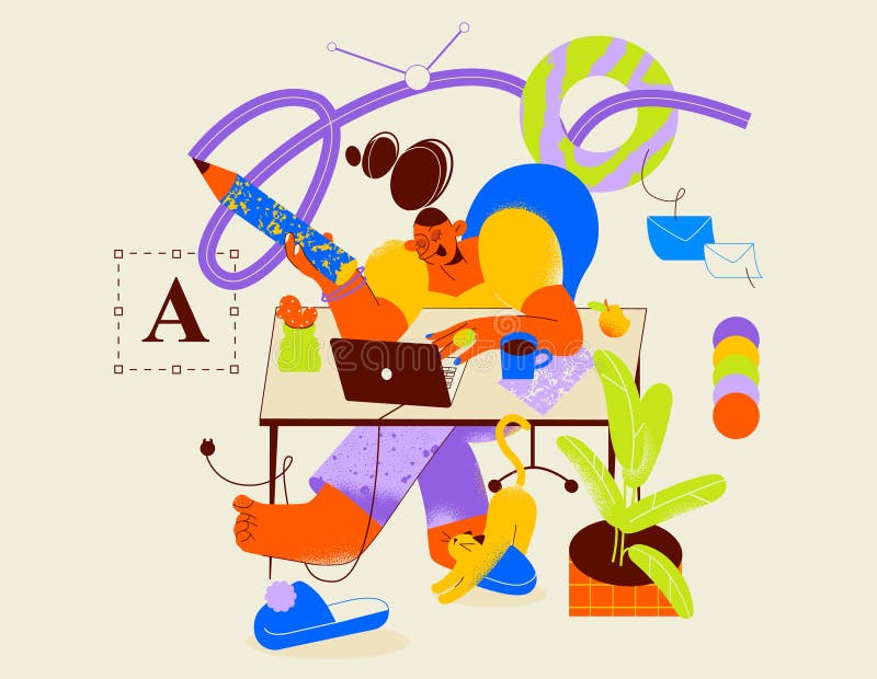 Creative Profession. Work Remotely Stock Vector - Illustration of page ...