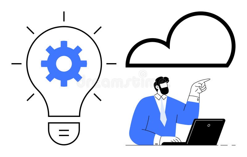 AI Brainstorming Cloud Concept with a Digital Cloud Filled with Symbols ...