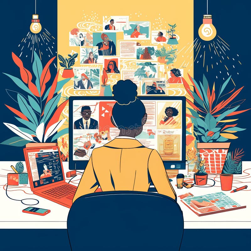 Creative Professional Designing in a Vibrant Workspace with Multiple ...