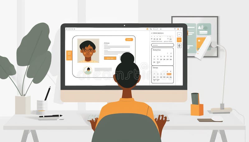 Creative Professional Designs Portfolio on Computer in Modern Workspace ...