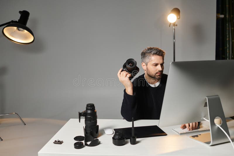 Creative Professional Engaged in Editing Work Stock Image - Image of ...