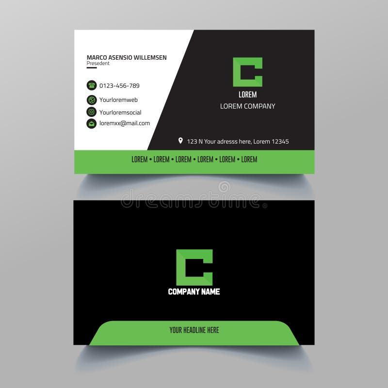 Professional Green Business Card Template Stock Vector - Illustration ... Professional Green Business Card Template Stock Vector - Illustration ...