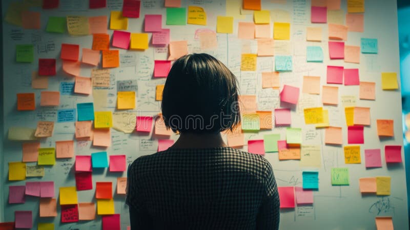Creative Professional Organizing Ideas on Wall of Sticky Notes Stock ...