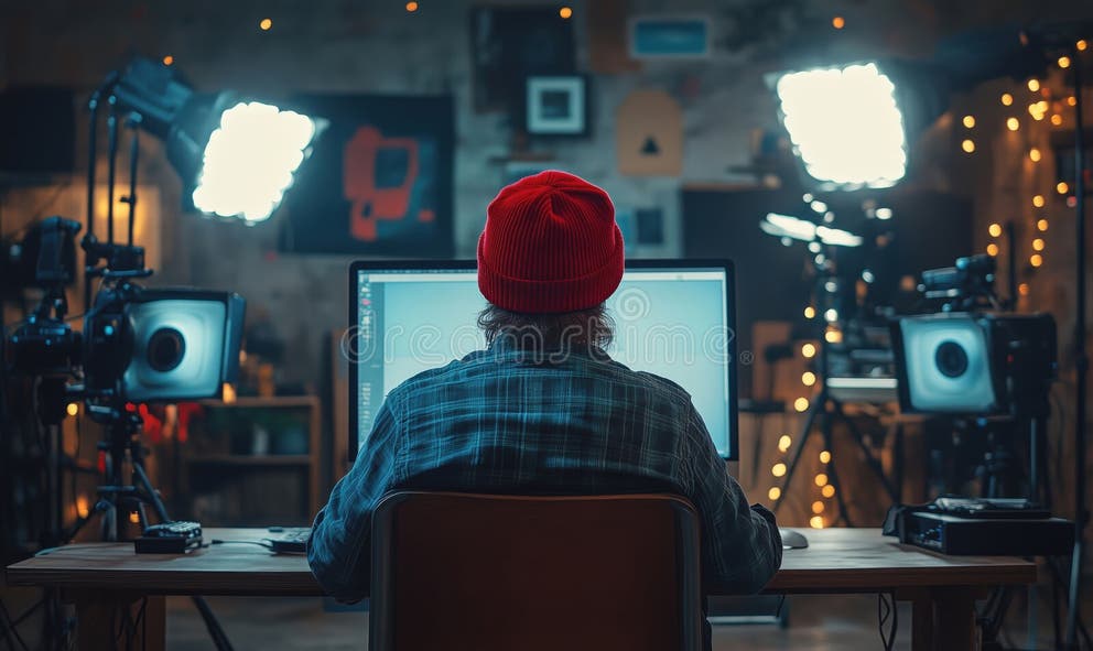 Creative Professional Working on Digital Design in Studio with Bright ...