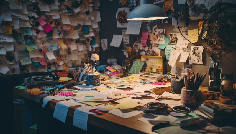 Creative Professionals Working in a Messy, Colorful Design Studio ...