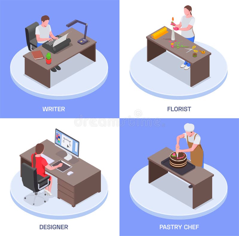 Creative Professions Design Concept Stock Vector - Illustration of desk ...