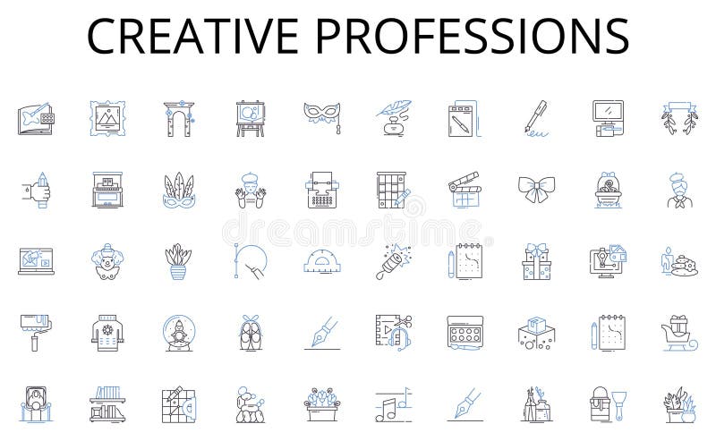 Creative Professions Line Icons Collection. Microcontroller , FPGA ...