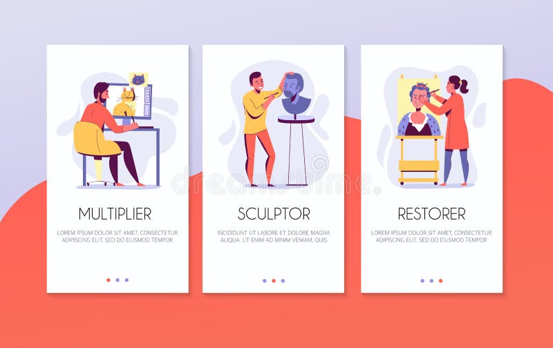 Creative Professions Vertical Banners Set Stock Vector - Illustration ...