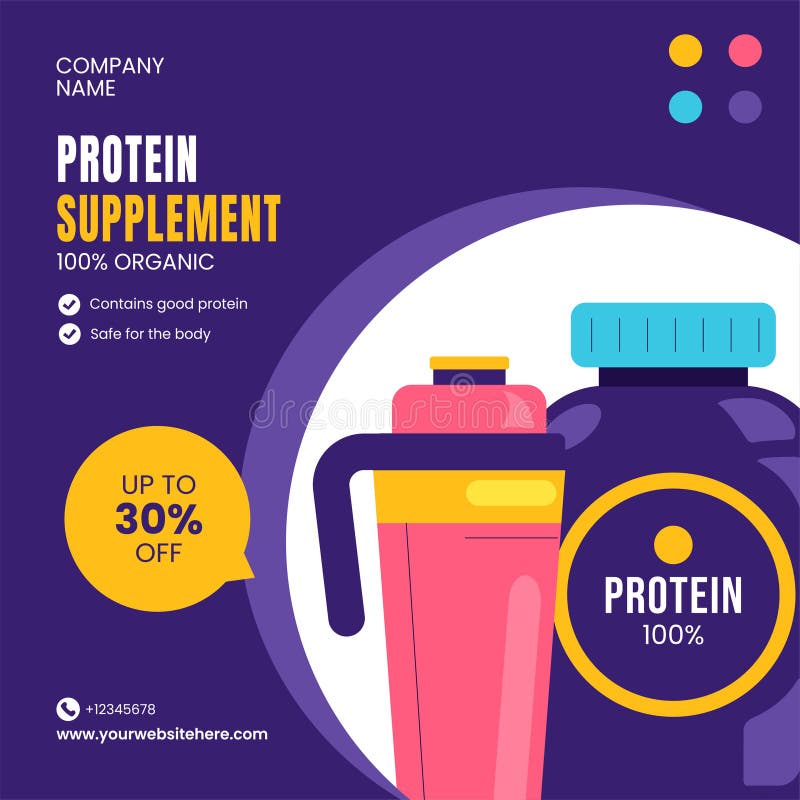 Creative Protein Supplements Social Media Illustration with Hand-Drawn ...