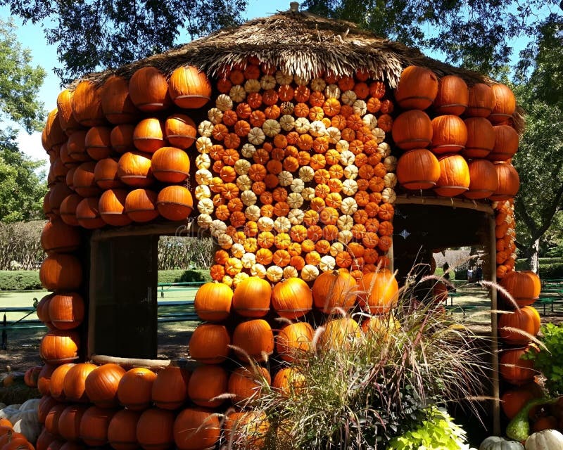Creative Pumpkin House Structure in a Park Stock Image - Image of ...