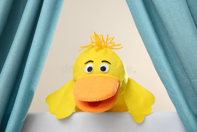 Creative Puppet Show on White Stage Indoors Stock Image - Image of ...