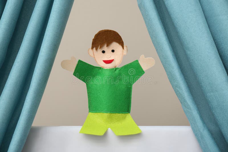 Creative Puppet Show on White Stage Indoors Stock Image - Image of ...
