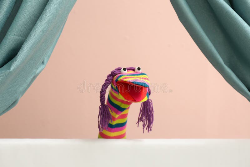 Creative Puppet Show on White Stage Indoors Stock Image - Image of ...
