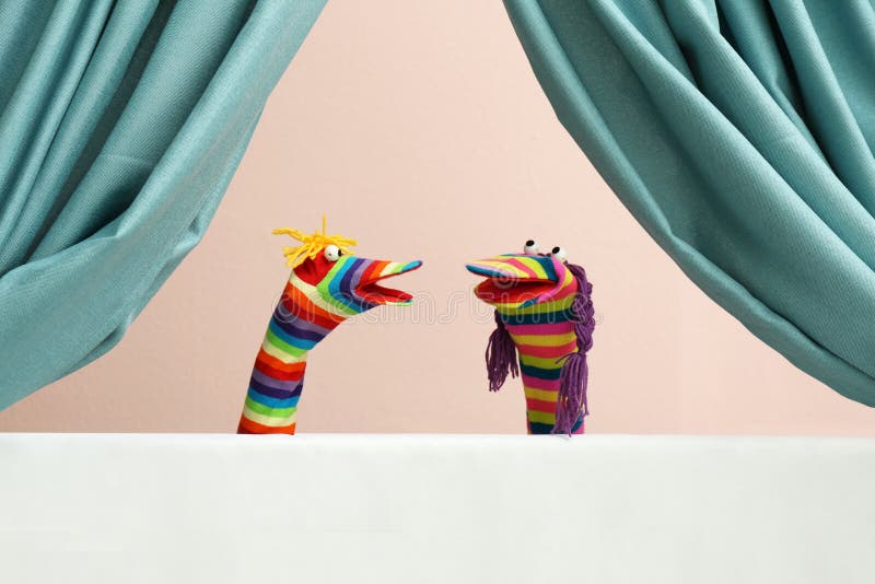 Creative Puppet Show on White Stage Indoors Stock Photo - Image of ...