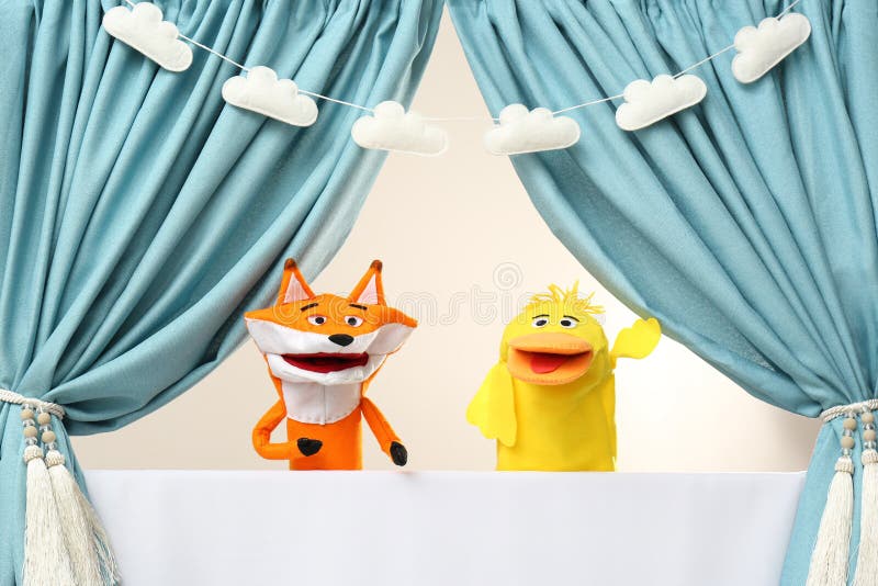 Creative Puppet Show on White Stage Indoors Stock Photo - Image of ...