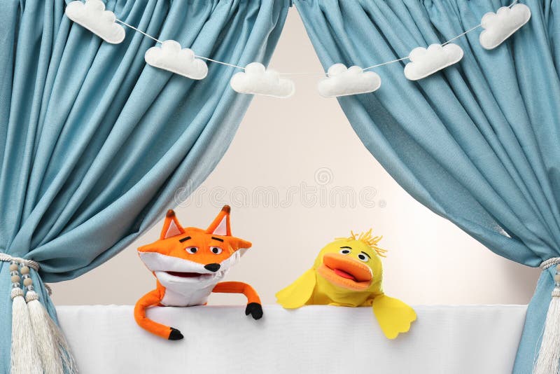 Creative Puppet Show on White Stage Indoors Stock Photo - Image of ...