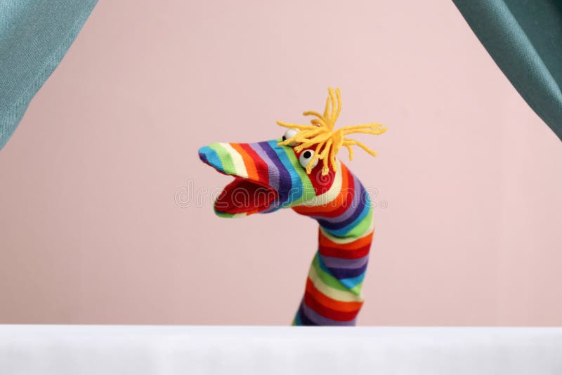 Creative Puppet Show on White Stage Indoors Stock Image - Image of ...