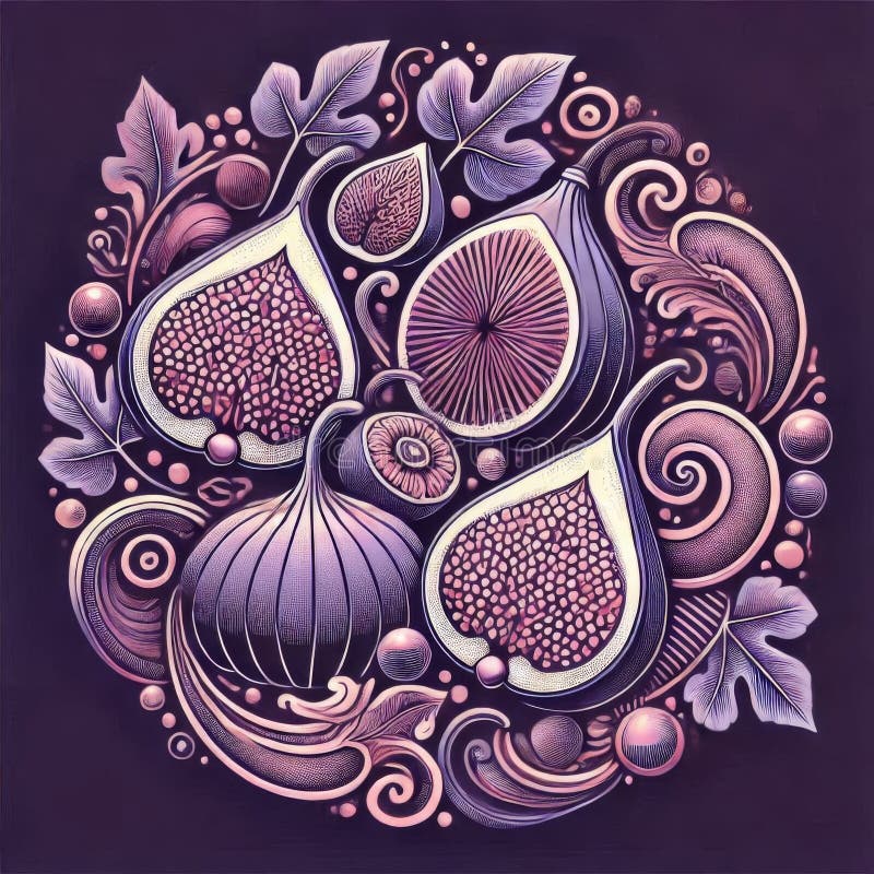 Creative Purple Fig Vector Pattern for Designers Stock Illustration ...