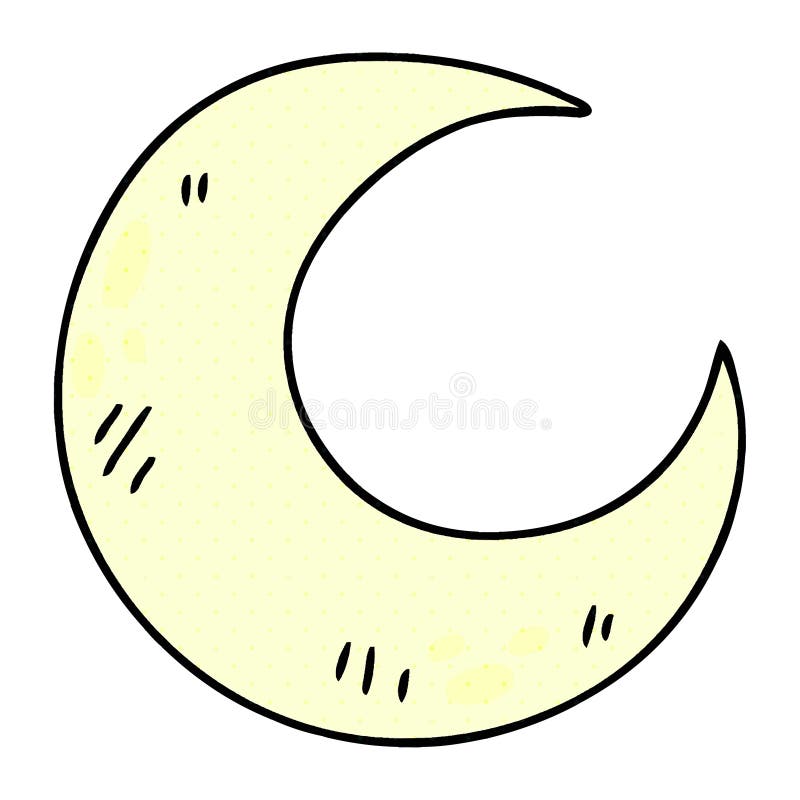 A Creative Quirky Comic Book Style Cartoon Crescent Moon Stock Vector ...