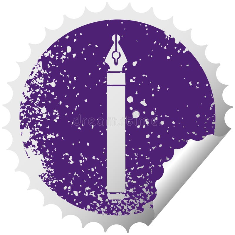 A Creative Quirky Distressed Circular Peeling Sticker Symbol Ink Pen ...