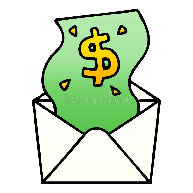 A Creative Quirky Gradient Shaded Cartoon Dollar in Envelope Stock ...