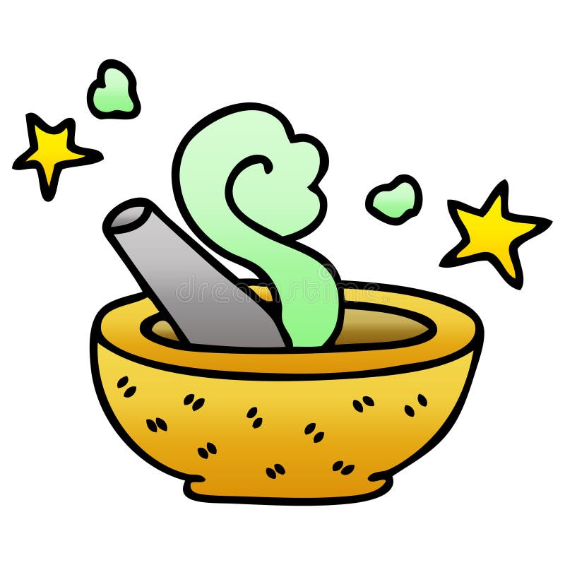 A Creative Quirky Gradient Shaded Cartoon Magic Pestle and Mortar Stock ...