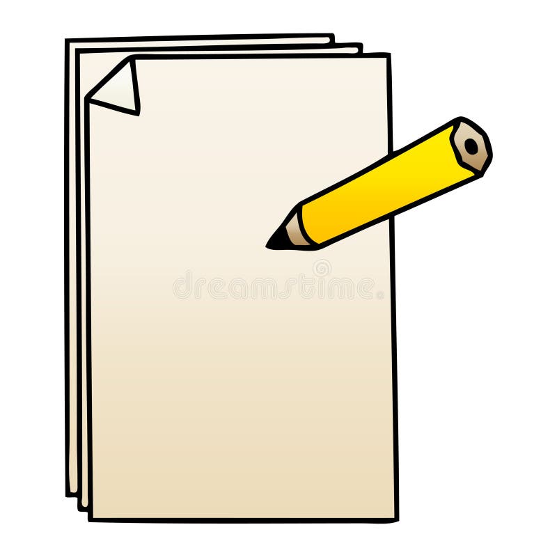 A Creative Quirky Gradient Shaded Cartoon Paper and Pencil Stock Vector ...