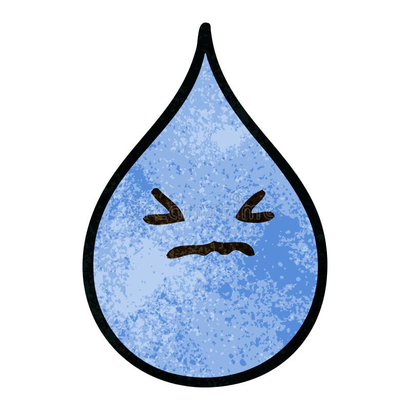 Rain Drop Tear Expressive Face Cross Cute Cartoon Character Doodle ...