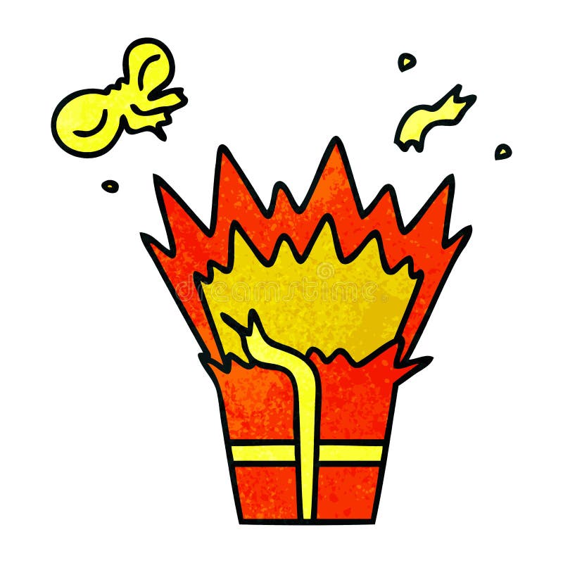 A Creative Quirky Hand Drawn Cartoon of an Explosive Present Stock ...