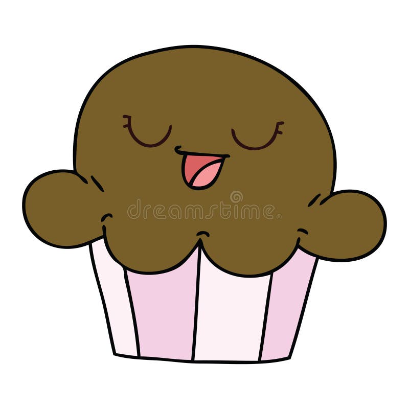 A Creative Quirky Hand Drawn Cartoon Happy Muffin Stock Vector ...