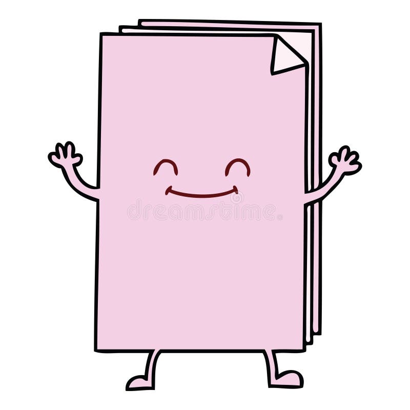 A Creative Quirky Hand Drawn Cartoon Happy Stack of Papers Stock Vector ...