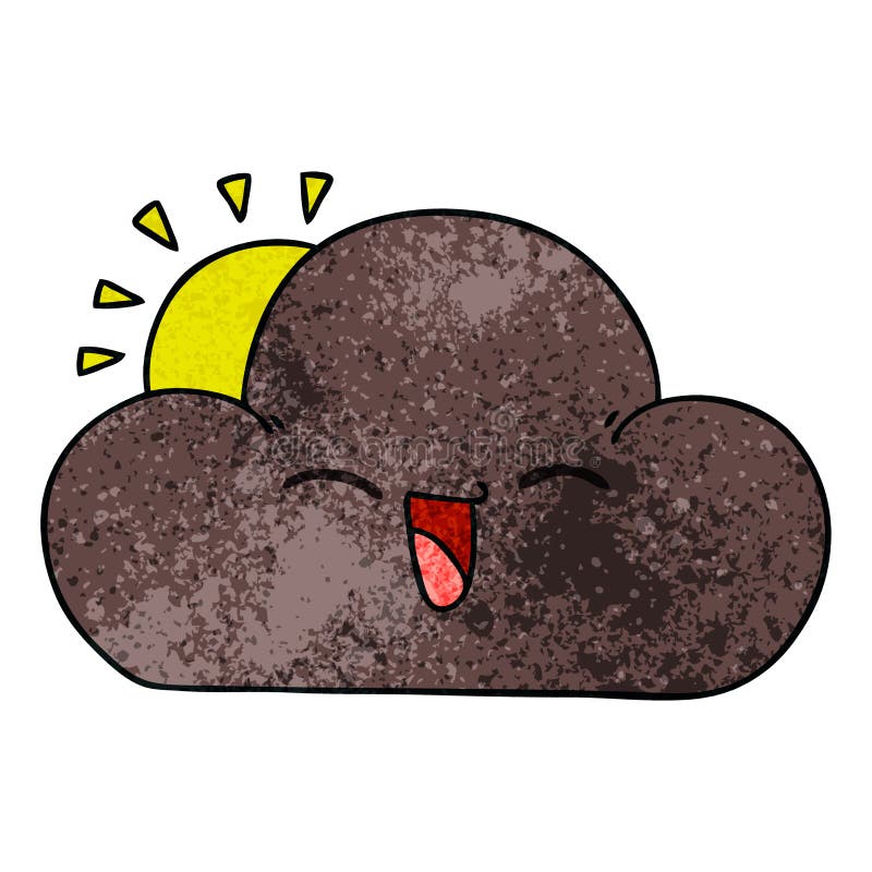 A Creative Quirky Hand Drawn Cartoon Sun and Happy Storm Cloud Stock ...