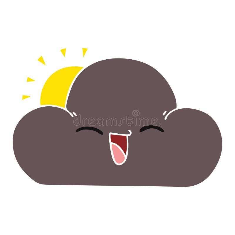 A Creative Quirky Hand Drawn Cartoon Sun and Happy Storm Cloud Stock ...