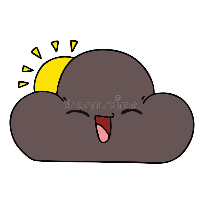 A Creative Quirky Hand Drawn Cartoon Sun and Happy Storm Cloud Stock ...
