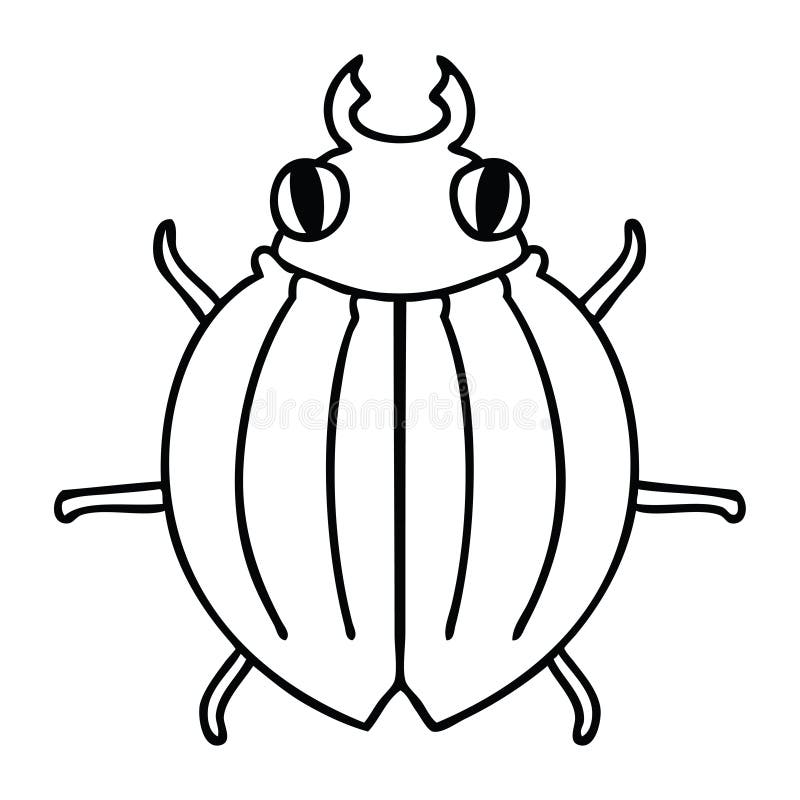 A Creative Quirky Line Drawing Cartoon Beetle Stock Vector ...