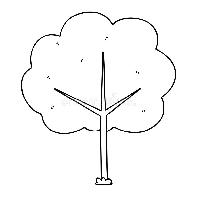 A Creative Quirky Line Drawing Cartoon Tree Stock Vector - Illustration ...