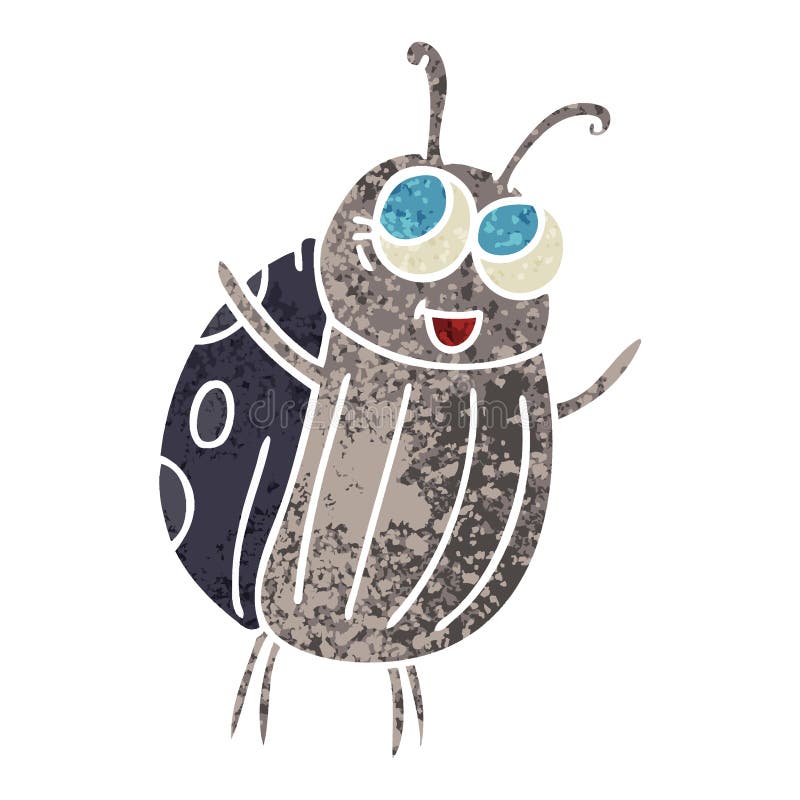 A Creative Quirky Retro Illustration Style Cartoon Happy Bug Stock ...