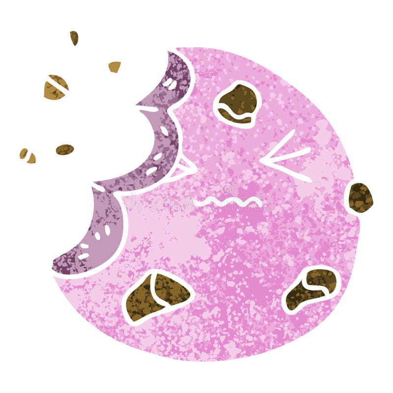 A Creative Quirky Retro Illustration Style Cartoon Munched Cookie Stock ...