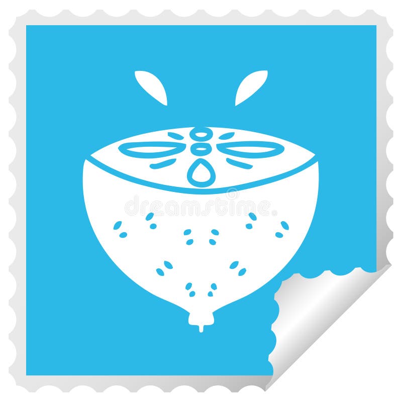A Creative Quirky Square Peeling Sticker Cartoon Lemon Stock Vector ...