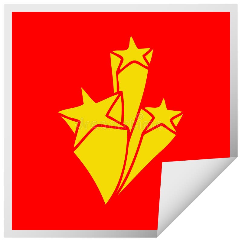 A Creative Quirky Square Peeling Sticker Cartoon Stars Stock Vector ...