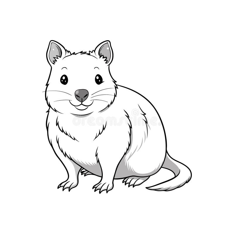 Creative Quokka Coloring Template Stock Image - Illustration of sketch ...