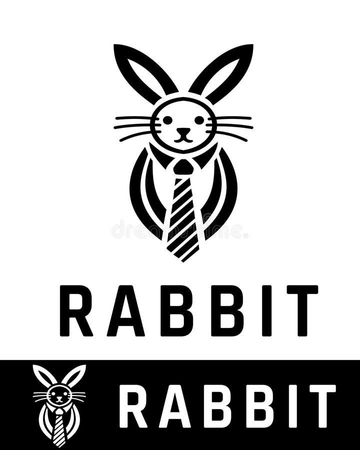 A Creative Rabbit Logo Design Featuring a Stylish Bunny Wearing a Tie ...