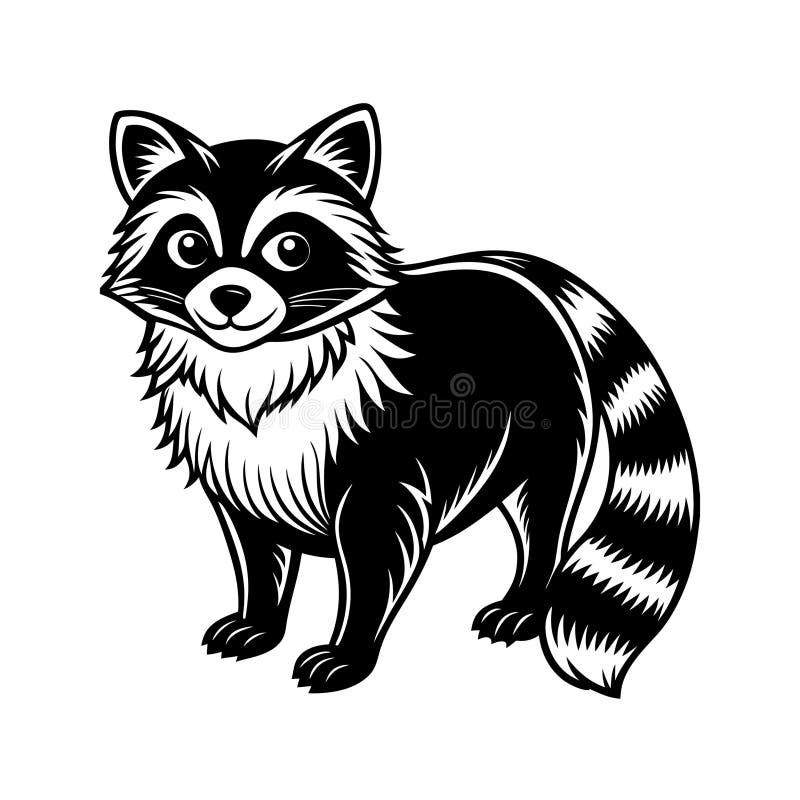 Creative Raccoon Dog Linocut Arts Activity Stock Photo - Illustration ...