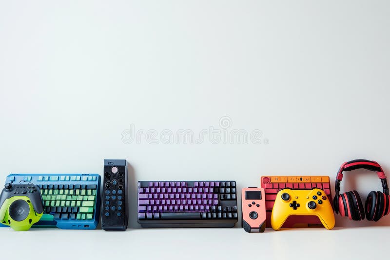 Creative Rainbow Display of Computer Accessories Stock Image - Image of ...