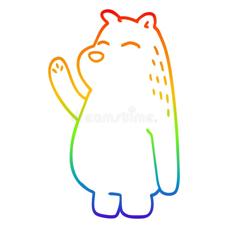 Bear Waving Animals Cartoon Rainbow Line Gradient Spectrum Doodle ...