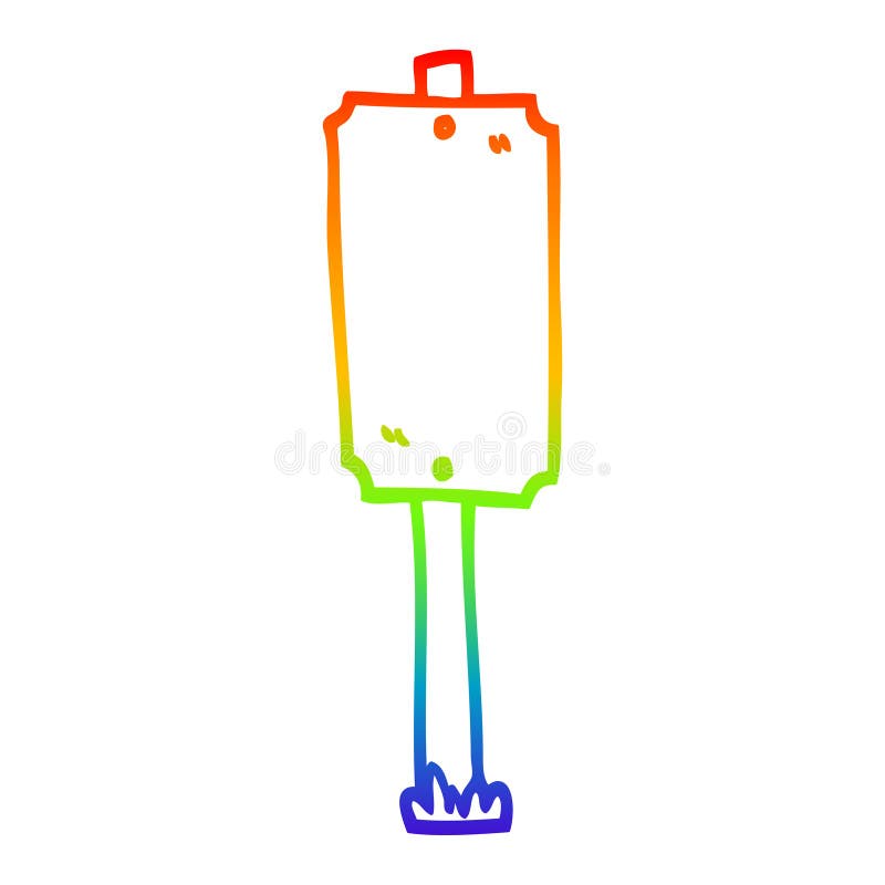 A Creative Rainbow Gradient Line Drawing Cartoon Blank Sign Post Stock ...